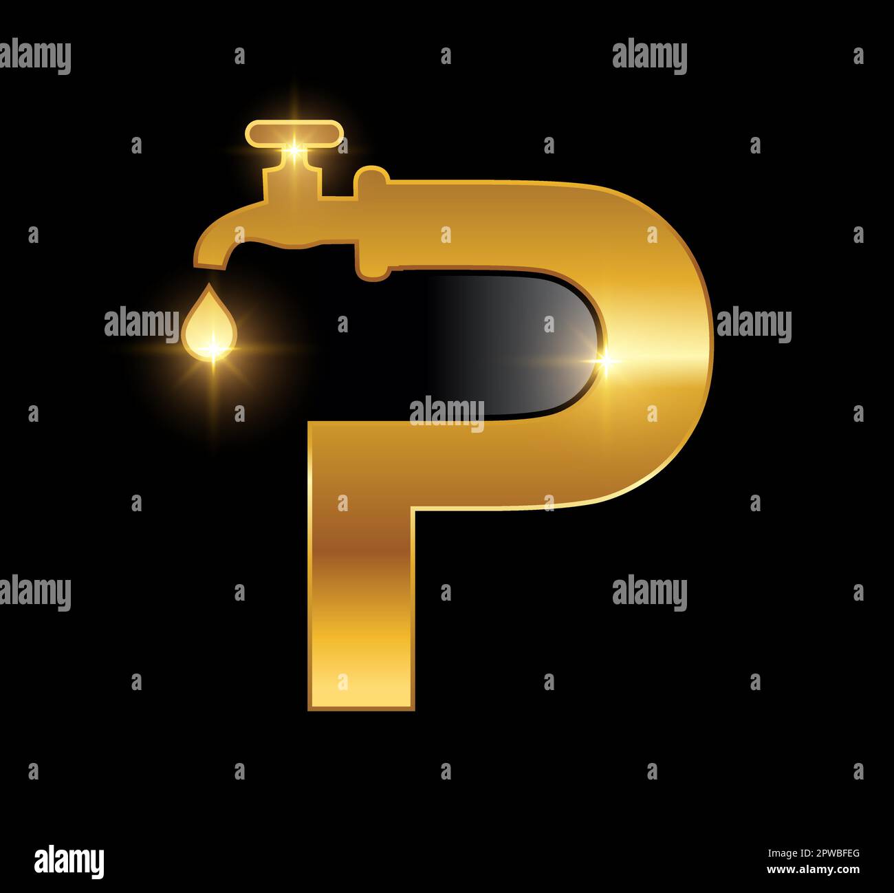 Golden Plumbing Logo Initial Letter P Stock Vector Image & Art - Alamy