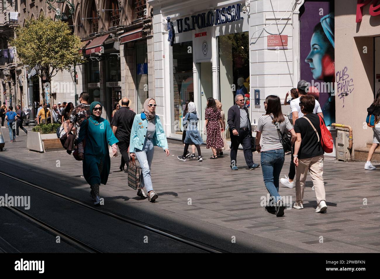 Istanbul, Turkey - May, 2022. Istiklal Street, the most famous street ...