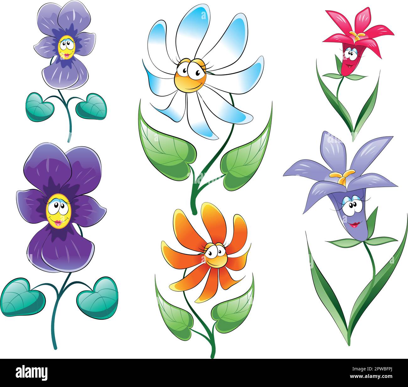 Flowers Characters, vector and cartoon illustration Stock Vector Image ...