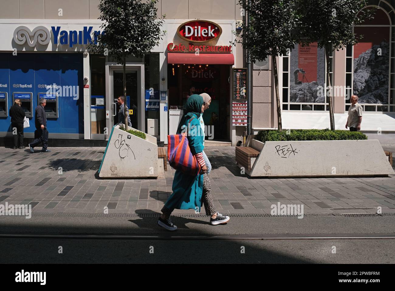 Istanbul, Turkey - May, 2022. Istiklal Street, the most famous street ...