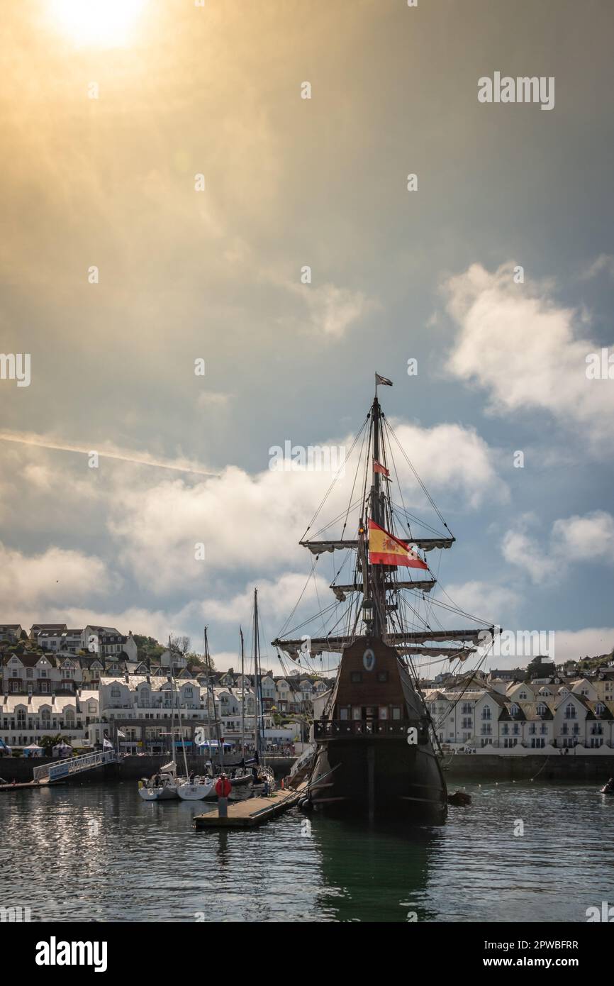 Brixham, UK. 29th Apr, 2023. The impressive tall ship El Galeón ...