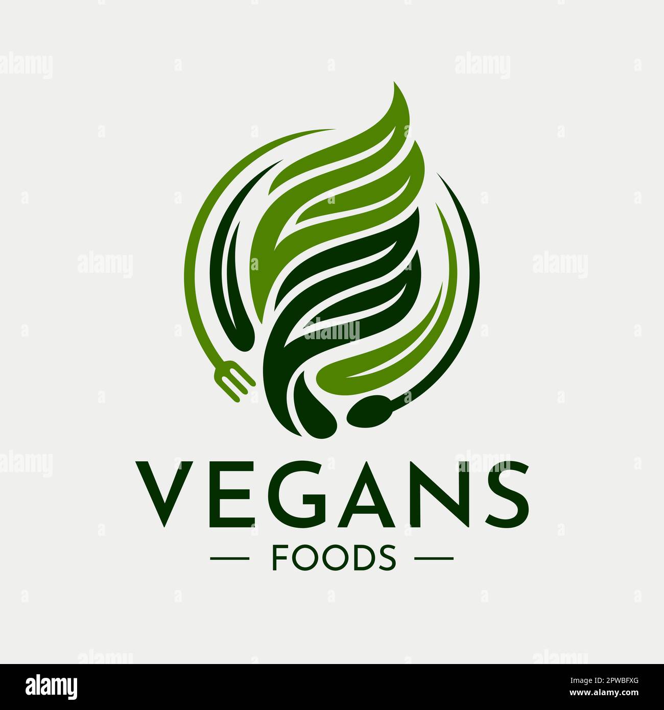 Leaf vegan food letter F FF logo design template. Leaf cutlery initial ...