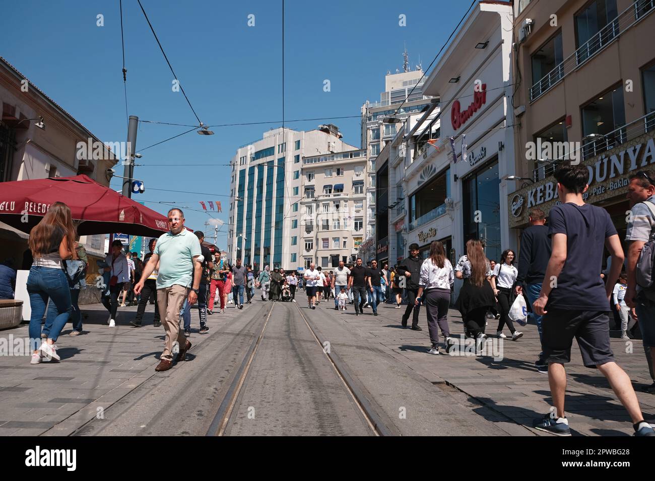 Istanbul, Turkey - May, 2022. Istiklal Street, the most famous street ...