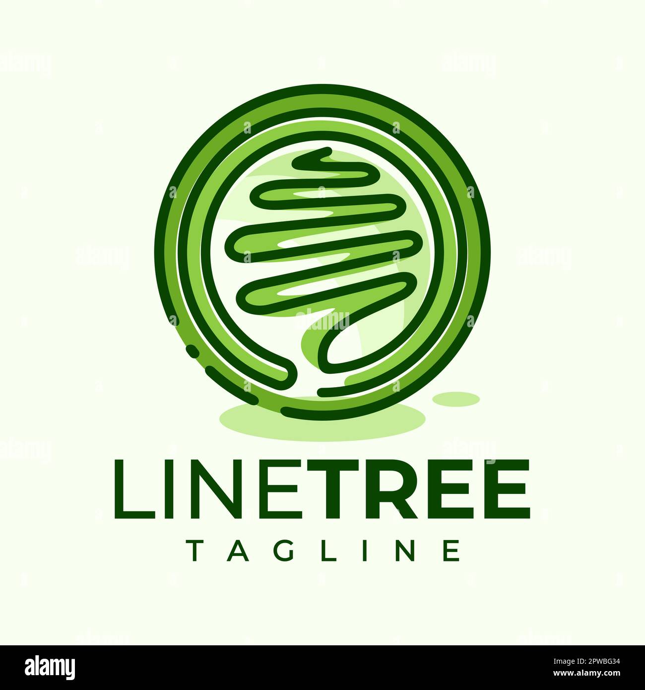 Simple circle tree cartoon logo design vector. Modern technology plant ...
