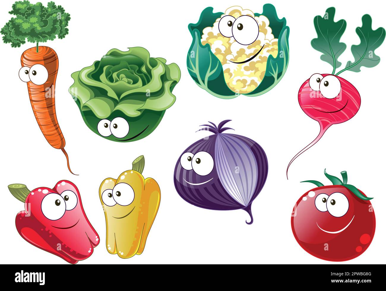 Vegetables, cartoon and vector characters Stock Vector Image & Art - Alamy