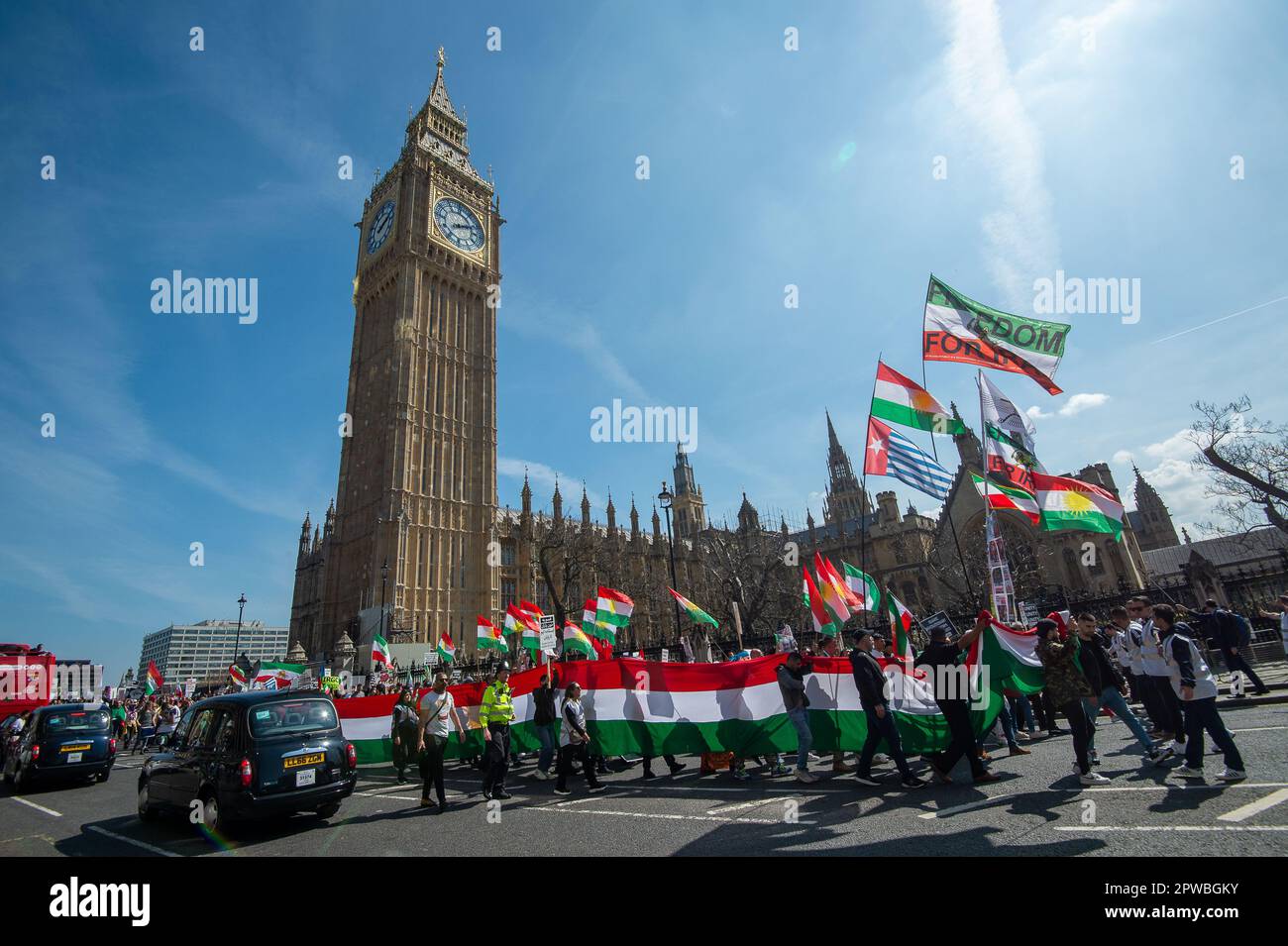 Westminster, London, UK. 29th April, 2023. A huge protest by Iranians ...