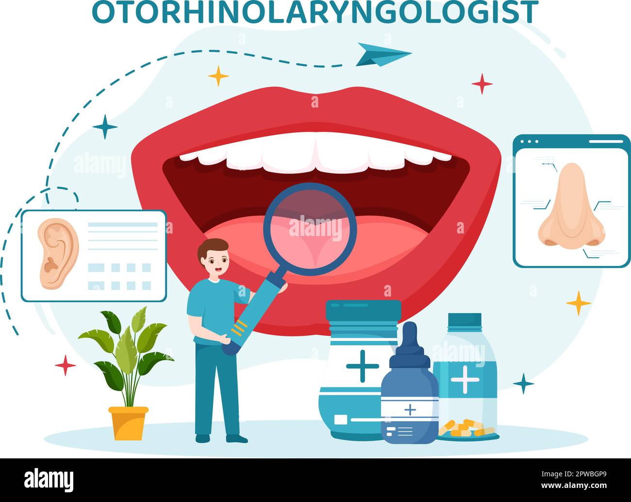 Otorhinolaryngologist Illustration with Medical Relating to the Ear ...