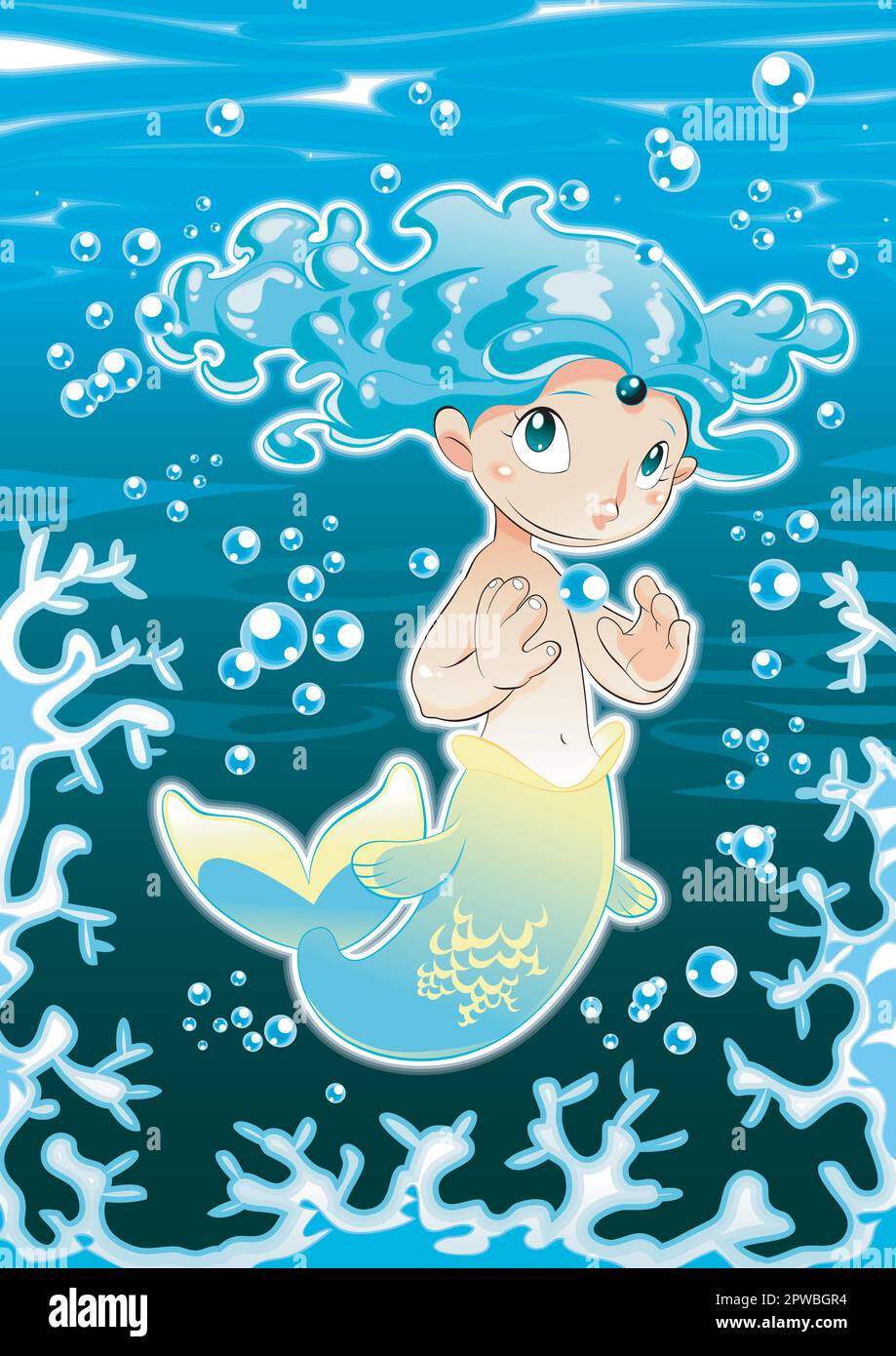 Baby Siren -1, vector and cartoon illustration Stock Vector Image & Art ...