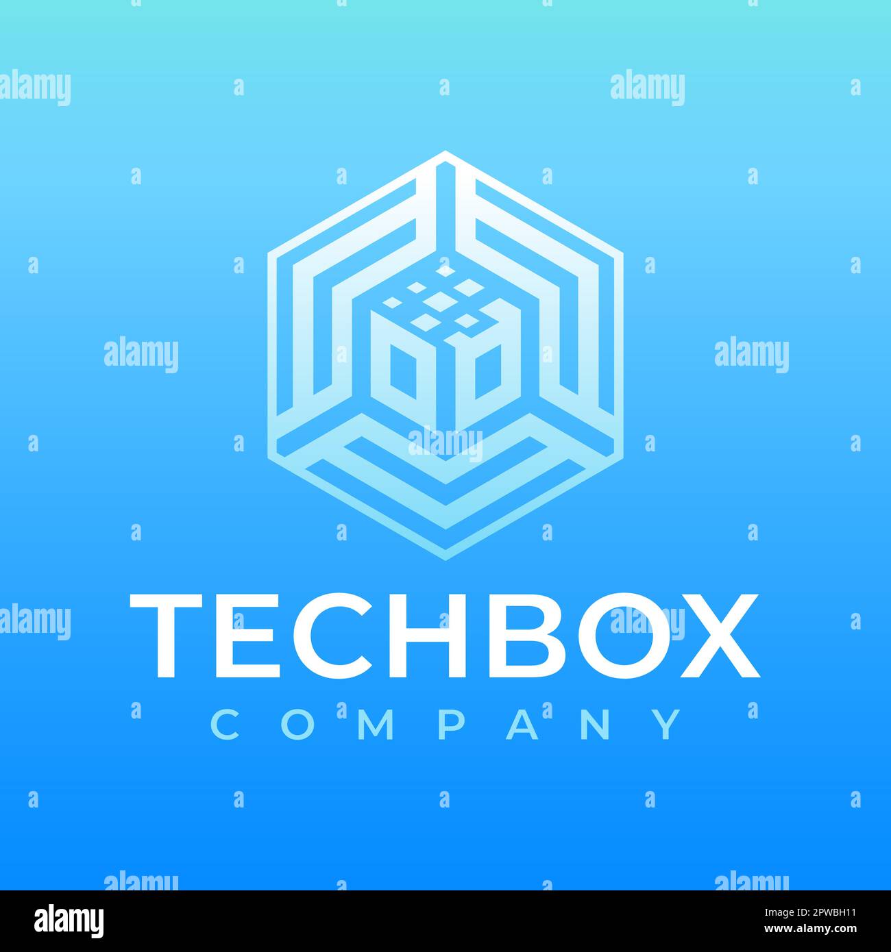 Technology box abstract logo vector. Blue digital geometric cube logo ...