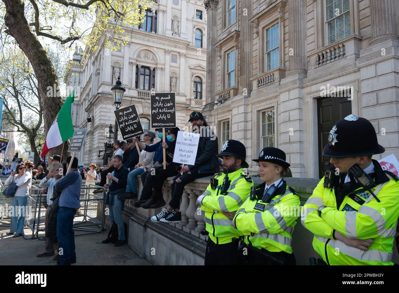 Westminster, London, UK. 29th April, 2023. A huge protest by Iranians ...