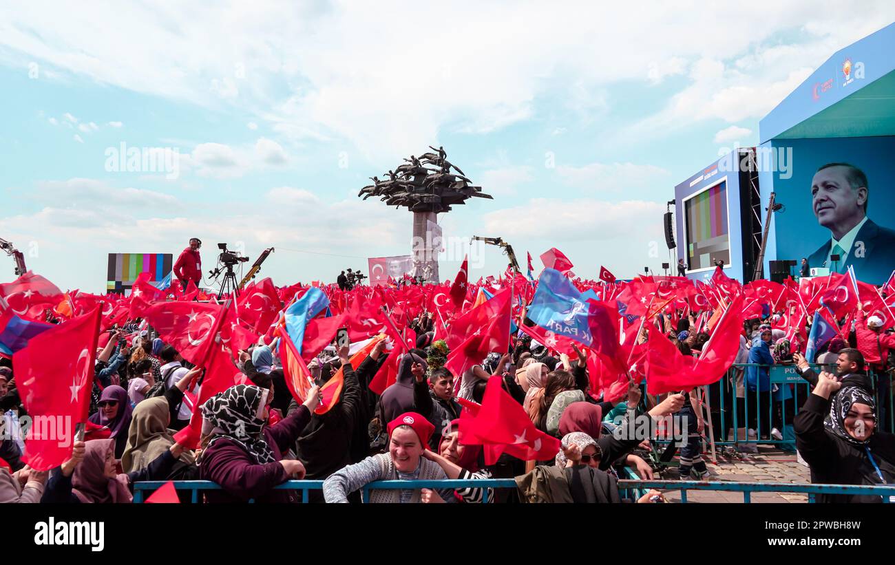 President Recep Tayyip Erdogan has attended the rally in Izmir as part ...