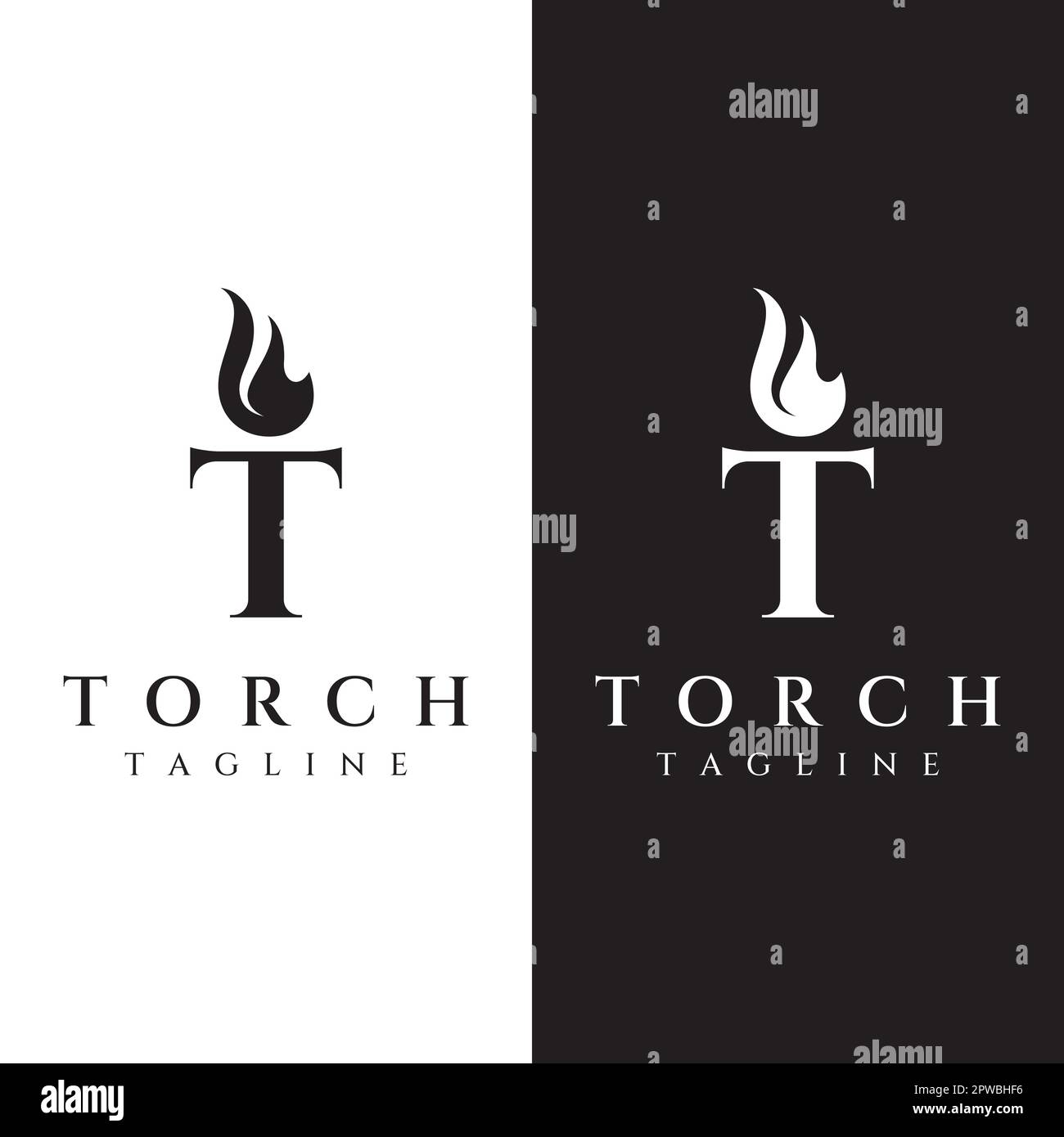 Minimalist liberty torch Logo template design. Torch with simple shape ...