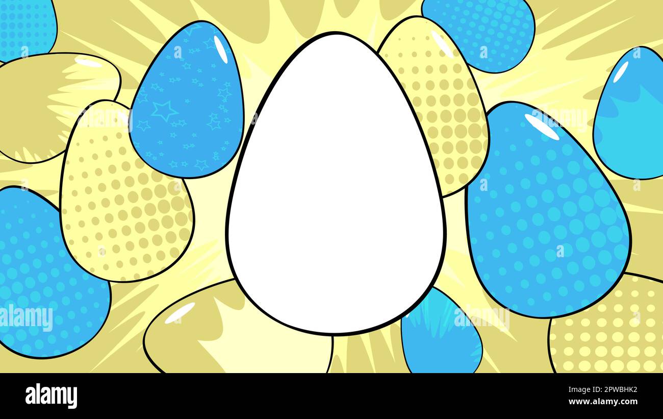 Comic Book White Easter on pastel green, yellow and blue background ...