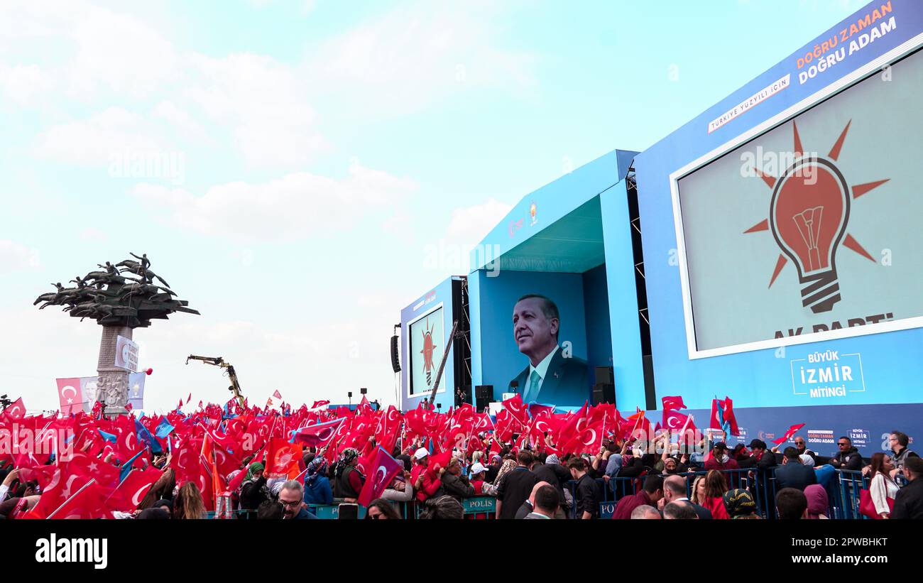 President Recep Tayyip Erdogan has attended the rally in Izmir as part ...