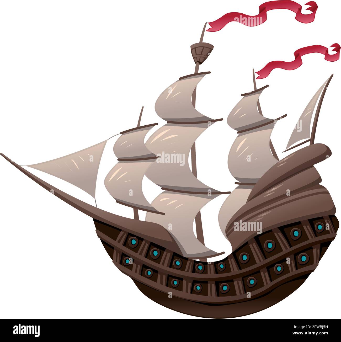 Galleon. Cartoon and vector object isolated Stock Vector Image & Art ...
