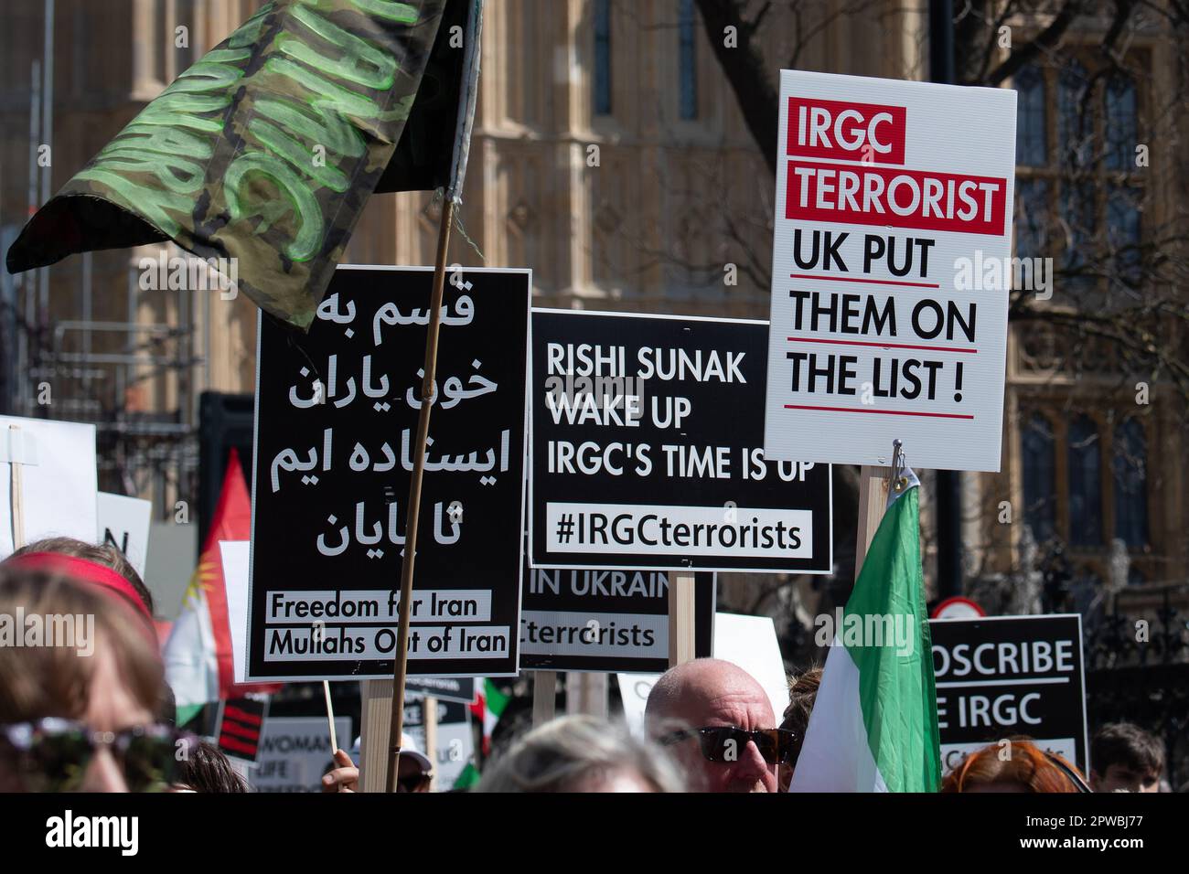 Westminster, London, UK. 29th April, 2023. A huge protest by Iranians ...