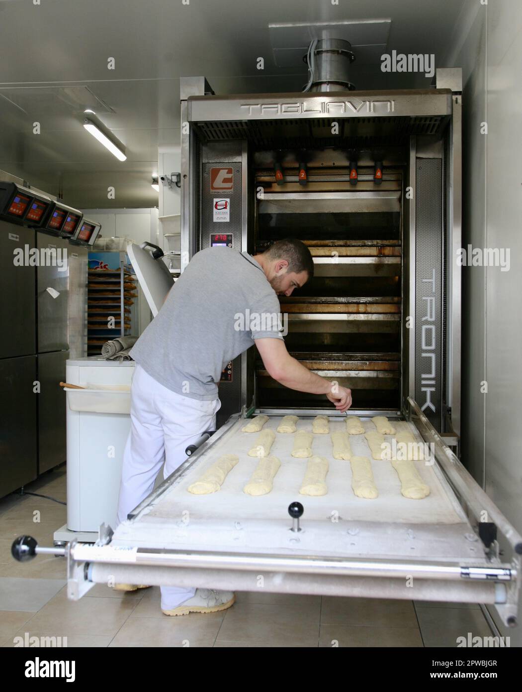 A view of the baker baking his baguettes, Bagnoles de l'Orne, Normandy ...
