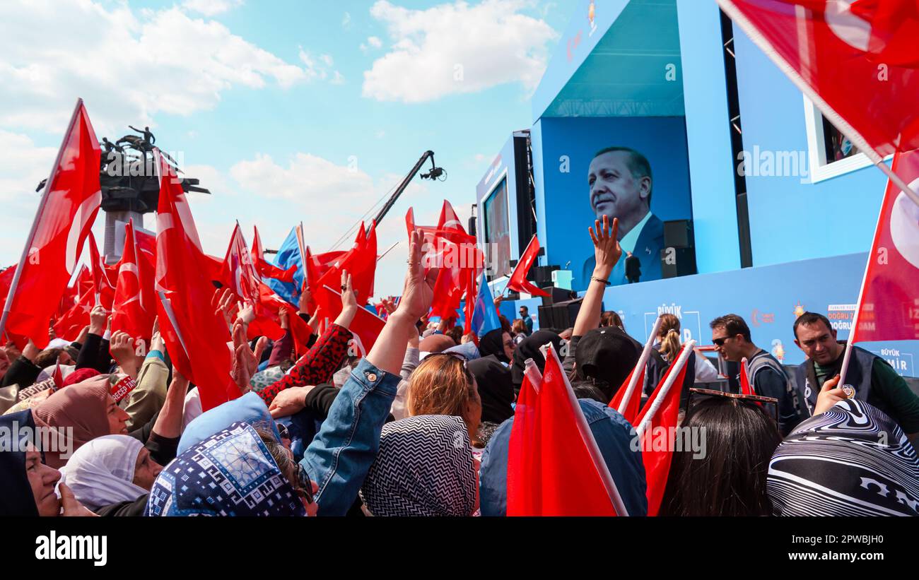 President Recep Tayyip Erdogan has attended the rally in Izmir as part ...