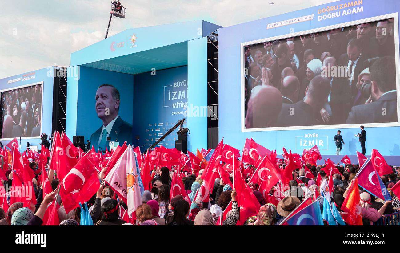 President Recep Tayyip Erdogan has attended the rally in Izmir as part ...