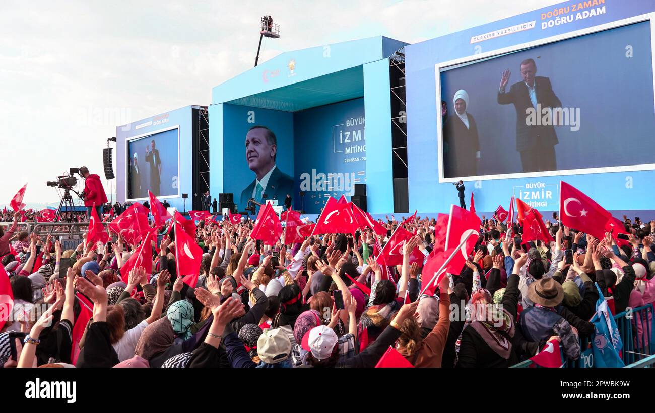 President Recep Tayyip Erdogan has attended the rally in Izmir as part ...