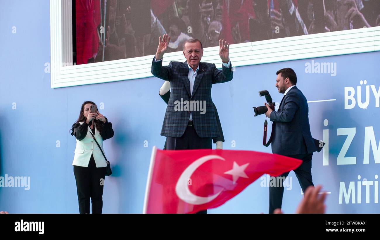 President Recep Tayyip Erdogan has attended the rally in Izmir as part ...