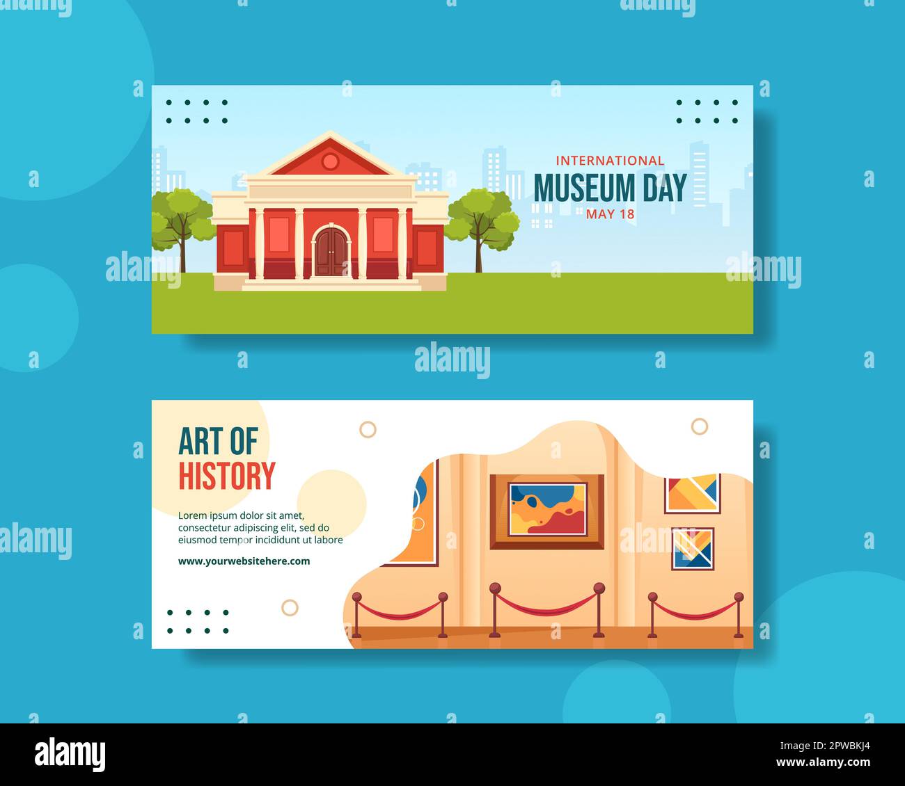 International Museum Day Horizontal Banner Cartoon Hand Drawn Templates ...