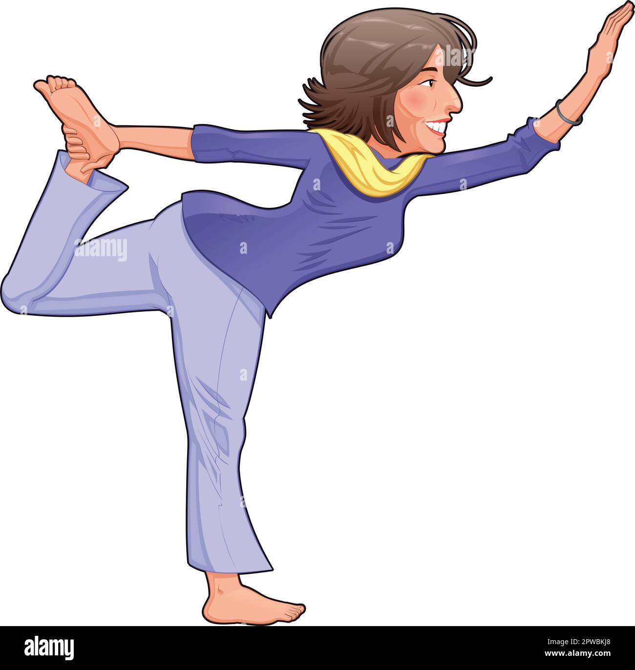 Yoga Position. Funny cartoon and vector isolated illustration Stock ...