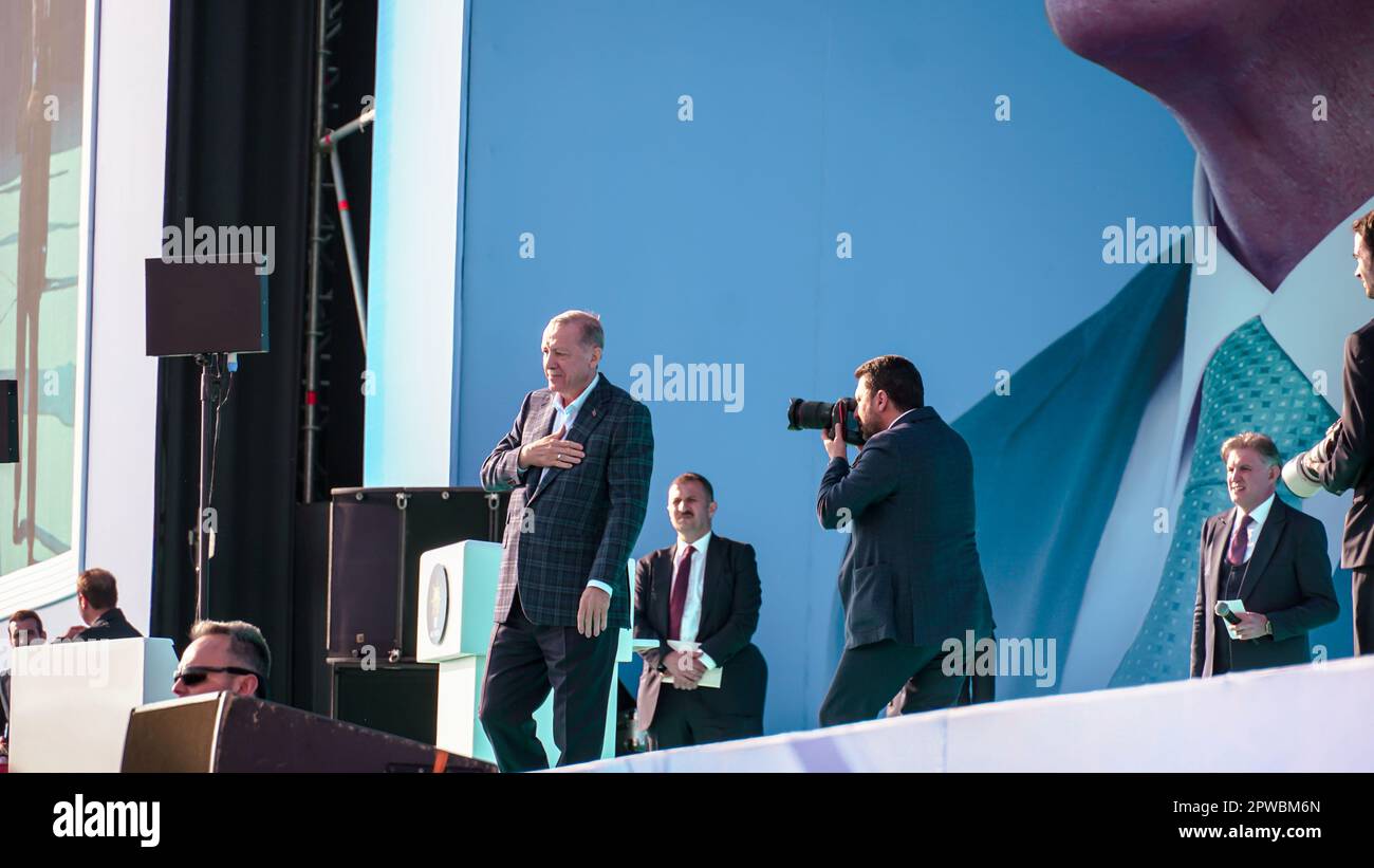 President Recep Tayyip Erdogan has attended the rally in Izmir as part ...