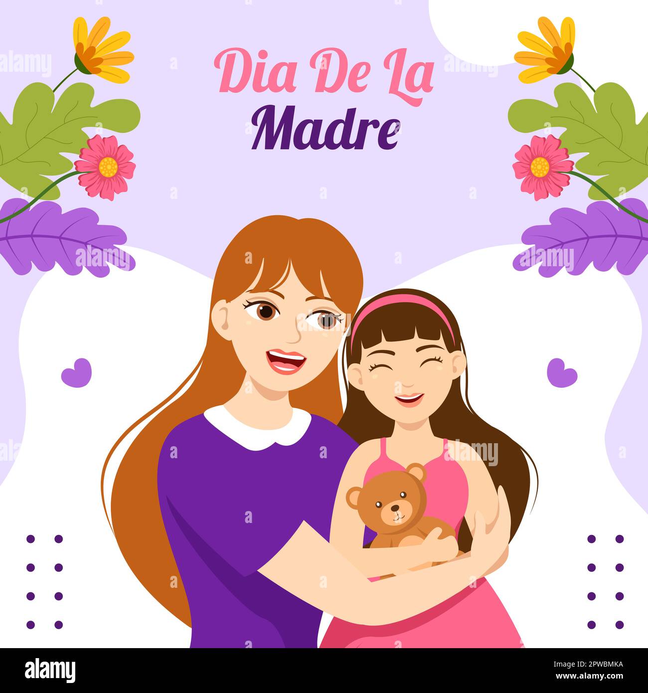 Feliz Dia De La Madre Social Media Background Illustration Cartoon Hand ...