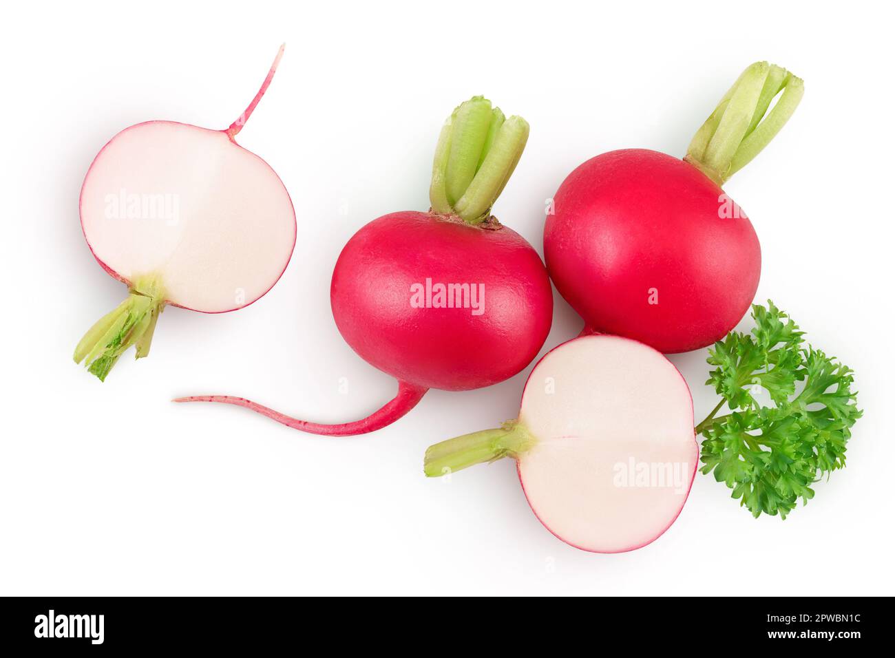 Radish with slices isolated on white background Stock Photo - Alamy