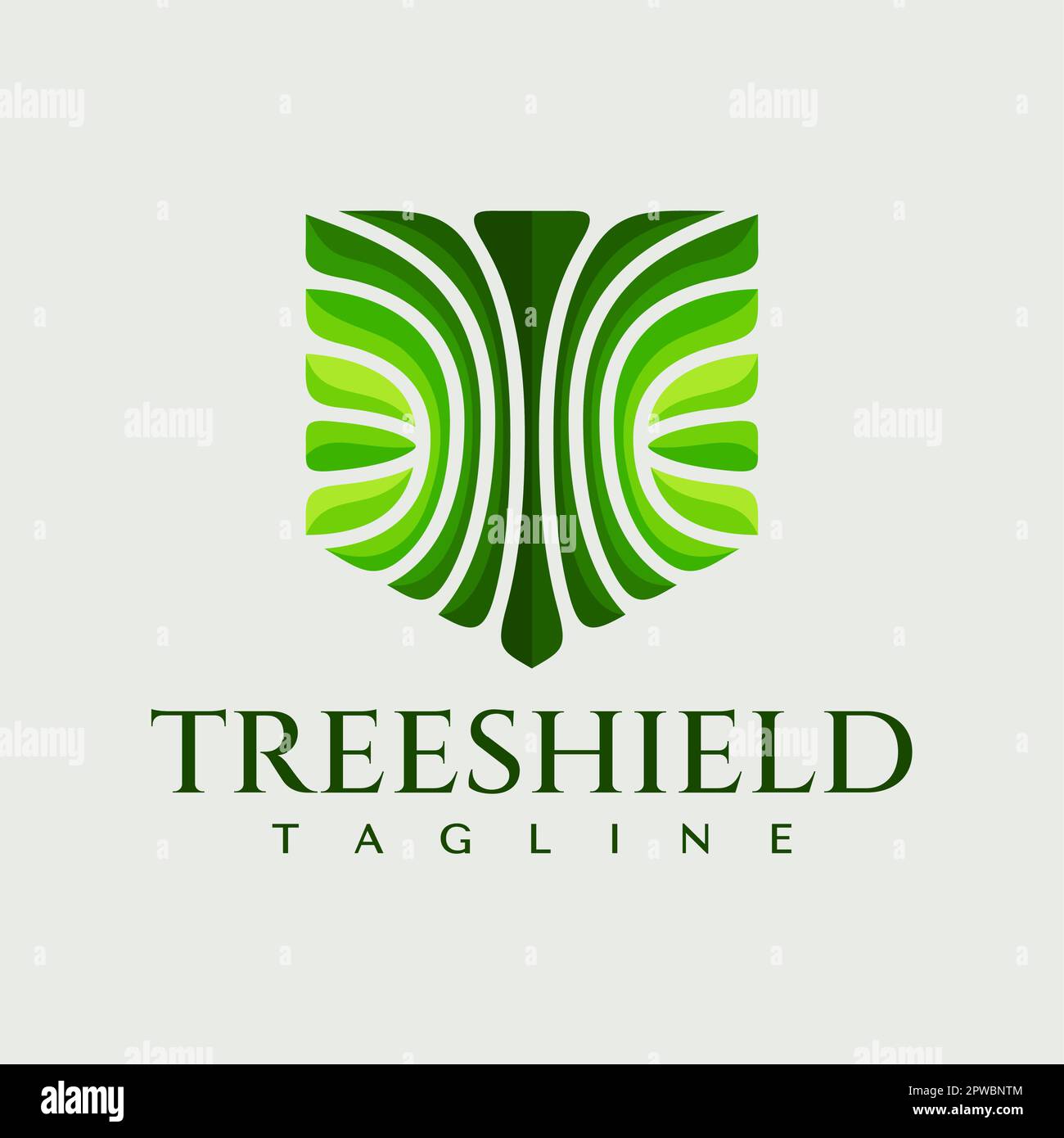 Colorful tree shield logo design template. Modern line plant security ...