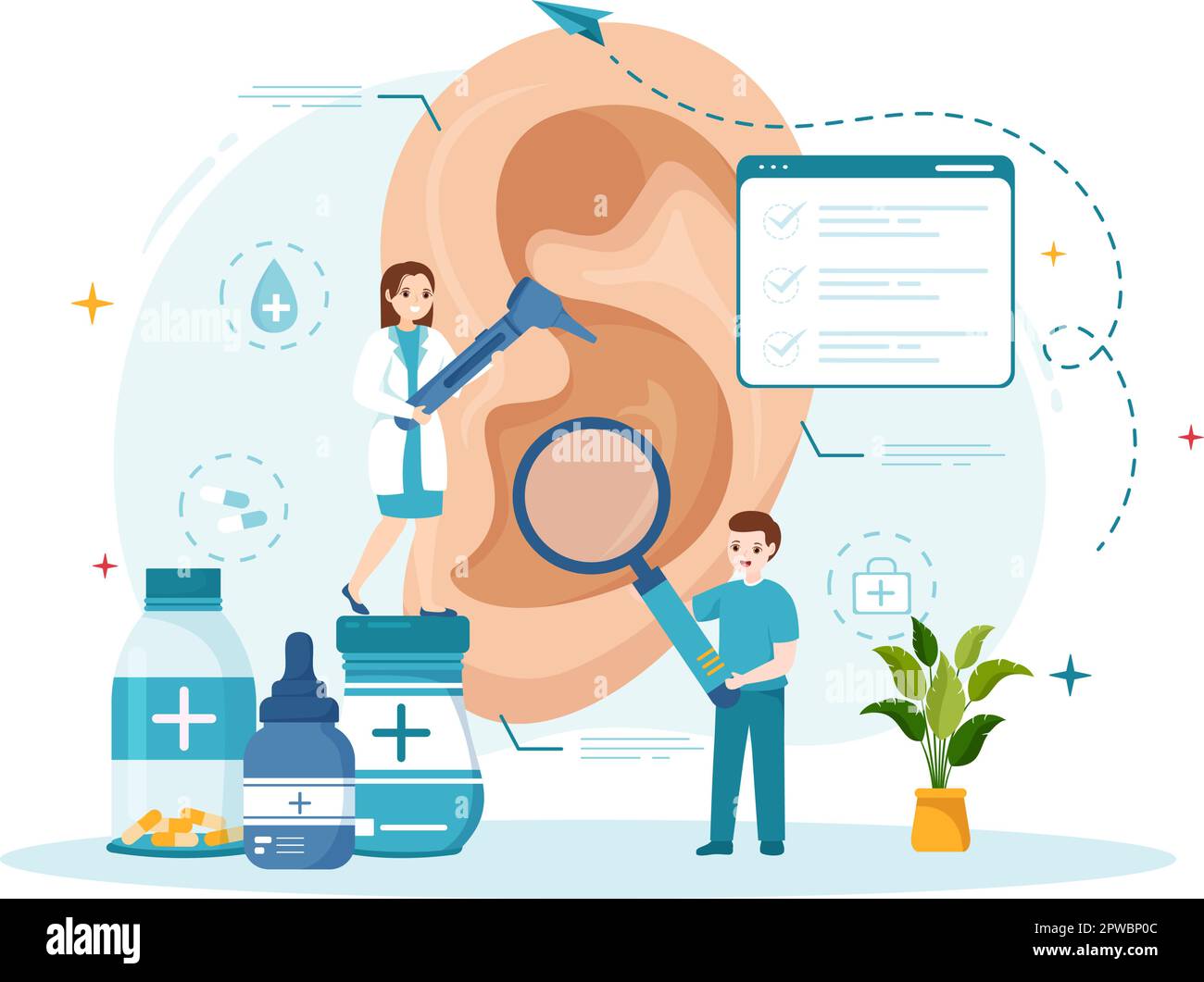 Otorhinolaryngologist Illustration with Medical Relating to the Ear ...
