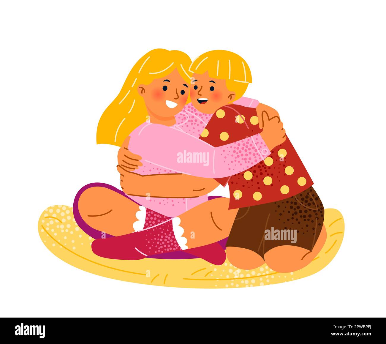 Warm hugs between kids Stock Vector Image & Art - Alamy
