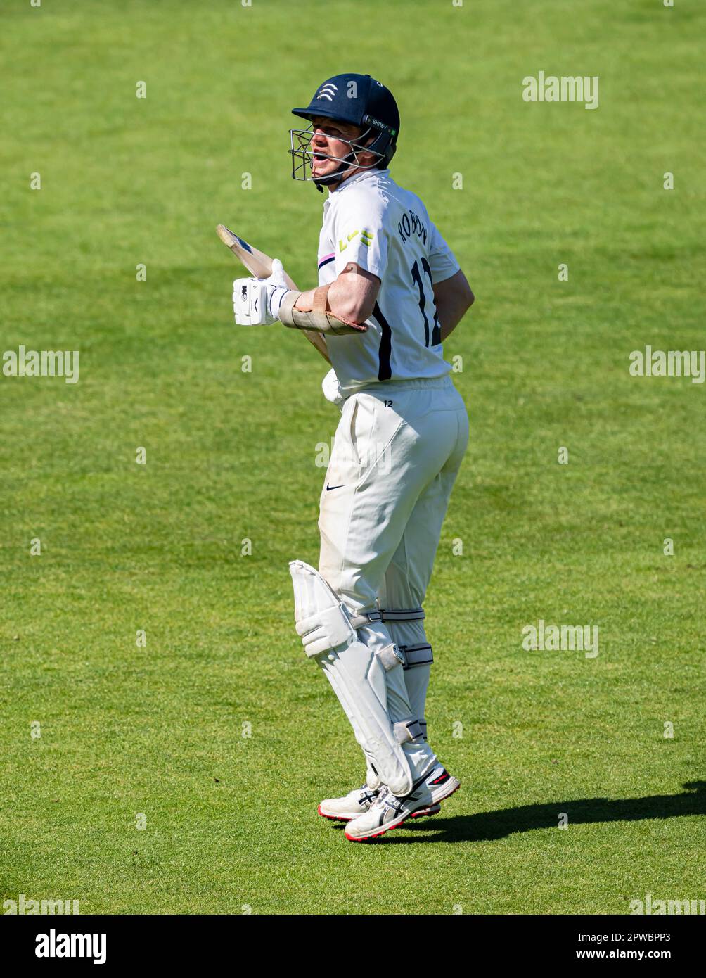 LONDON, UNITED KINGDOM. 29 April, 2023. D. Robson of Middlesex enters ...