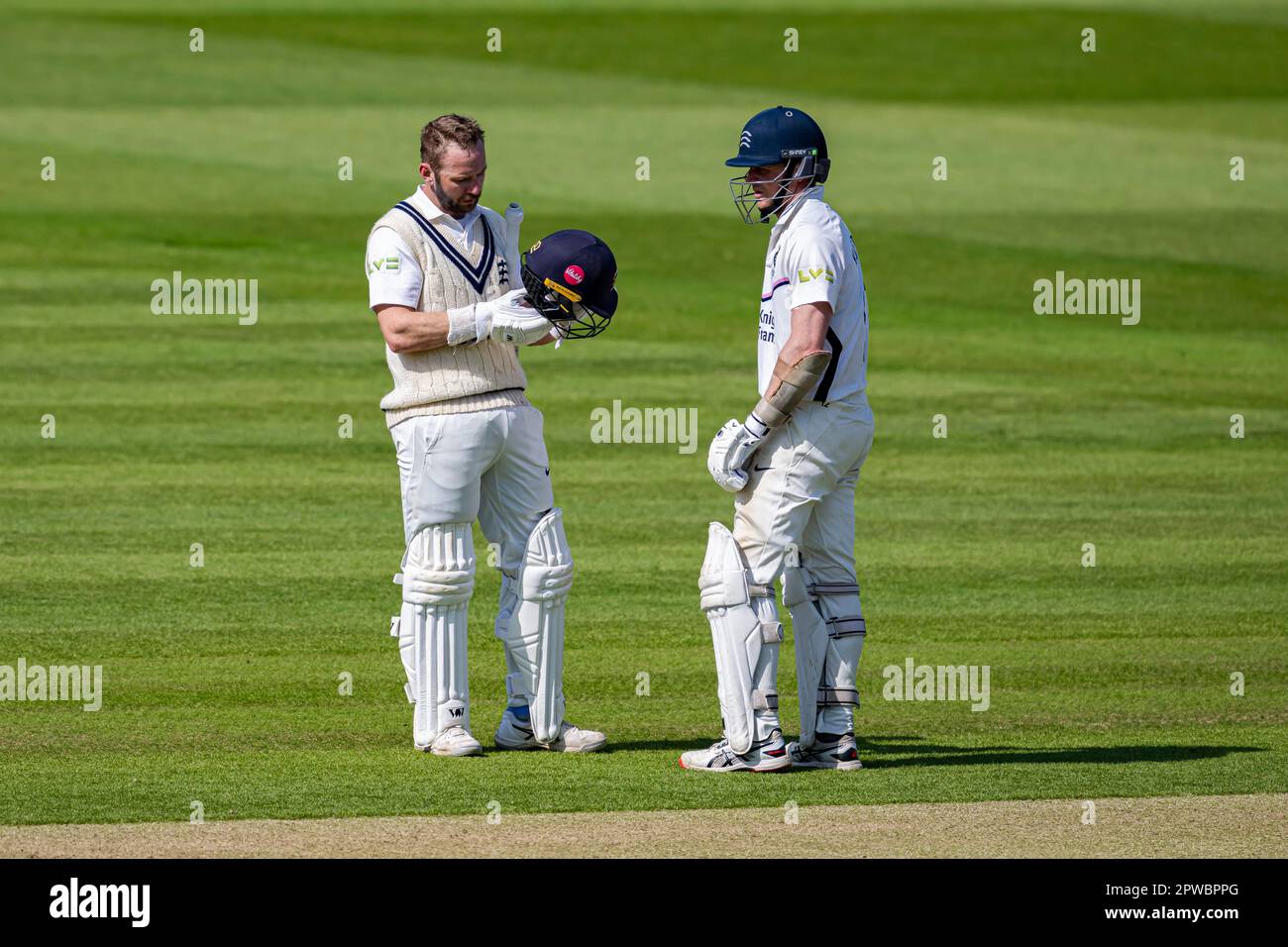LONDON, UNITED KINGDOM. 29 April, 2023. S. Robson of Middlesex (right ...