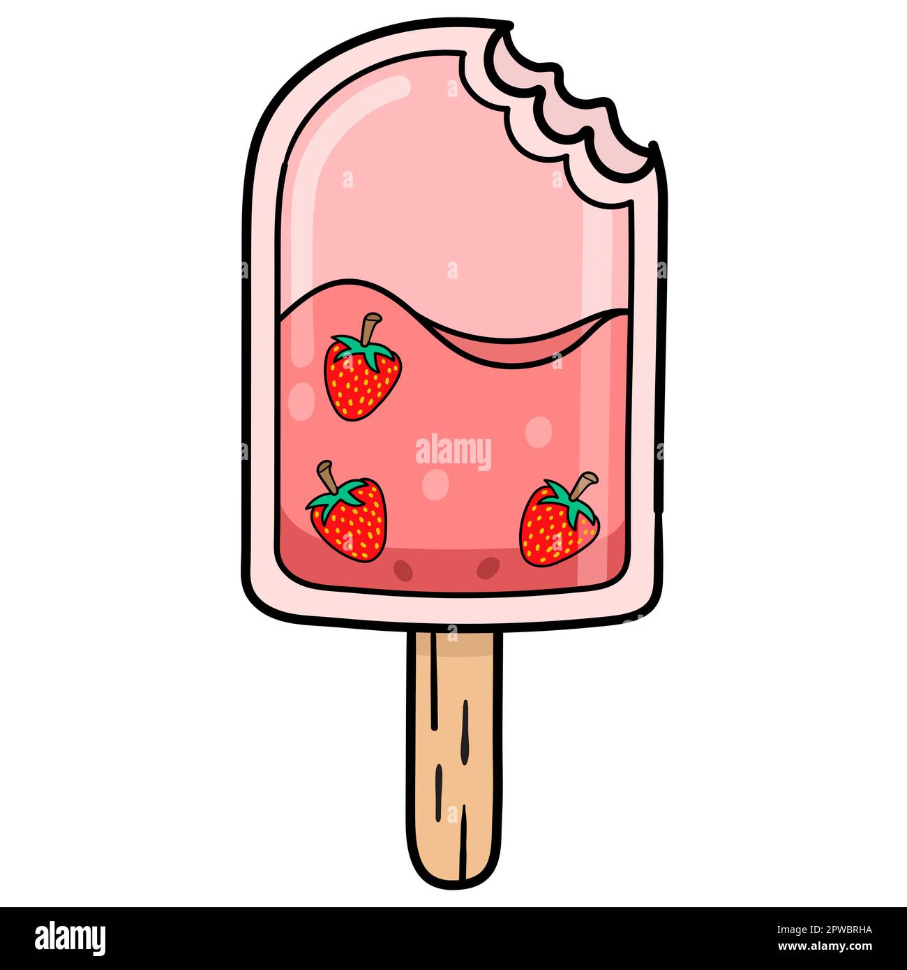 Strawberry ice cream kawaii pictures. doodle icon drawing Stock Vector ...