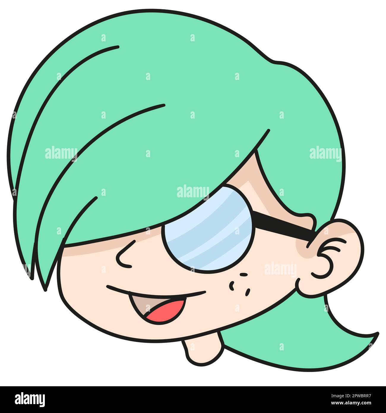 emoticon of a smiling bespectacled nerdy woman. doodle icon image Stock ...