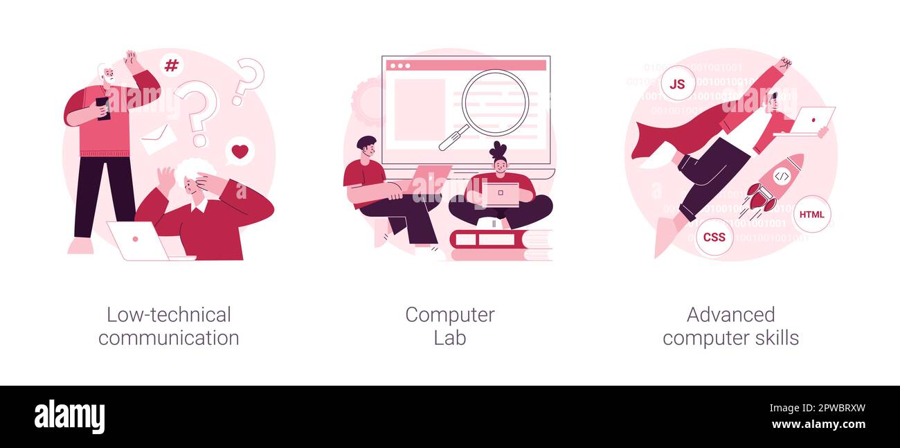 Computer skills requirement abstract concept vector illustration set ...