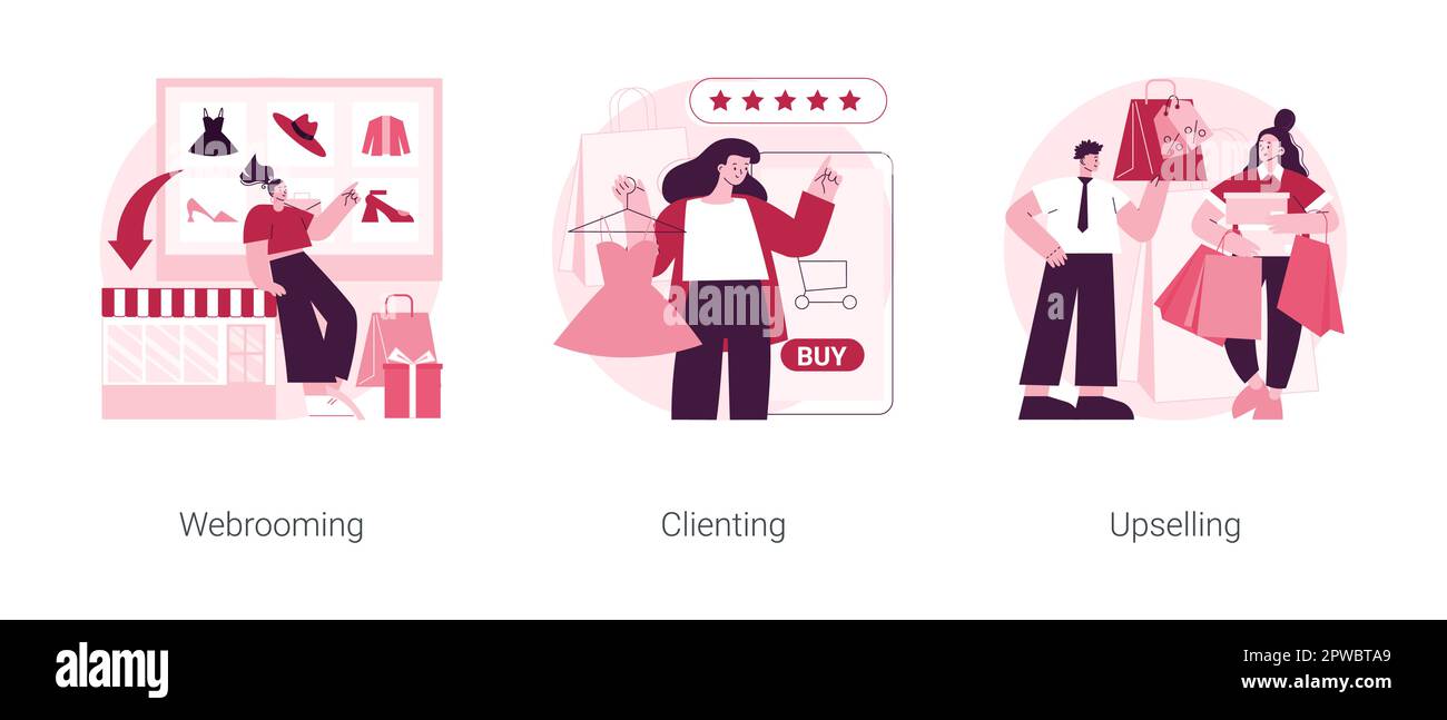 Shopping behavior abstract concept vector illustration set. Webrooming ...