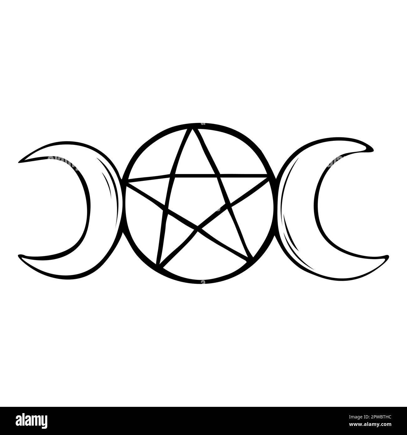 Hand-drawn Wiccan symbols, Triple goddess symbol, Symbols vector illustration Stock Vector Image ...