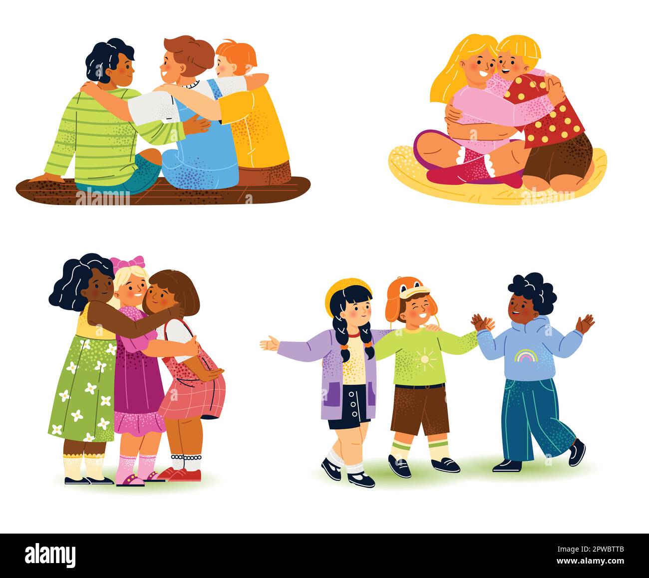 Set of warm hugs between kids Stock Vector Image & Art - Alamy