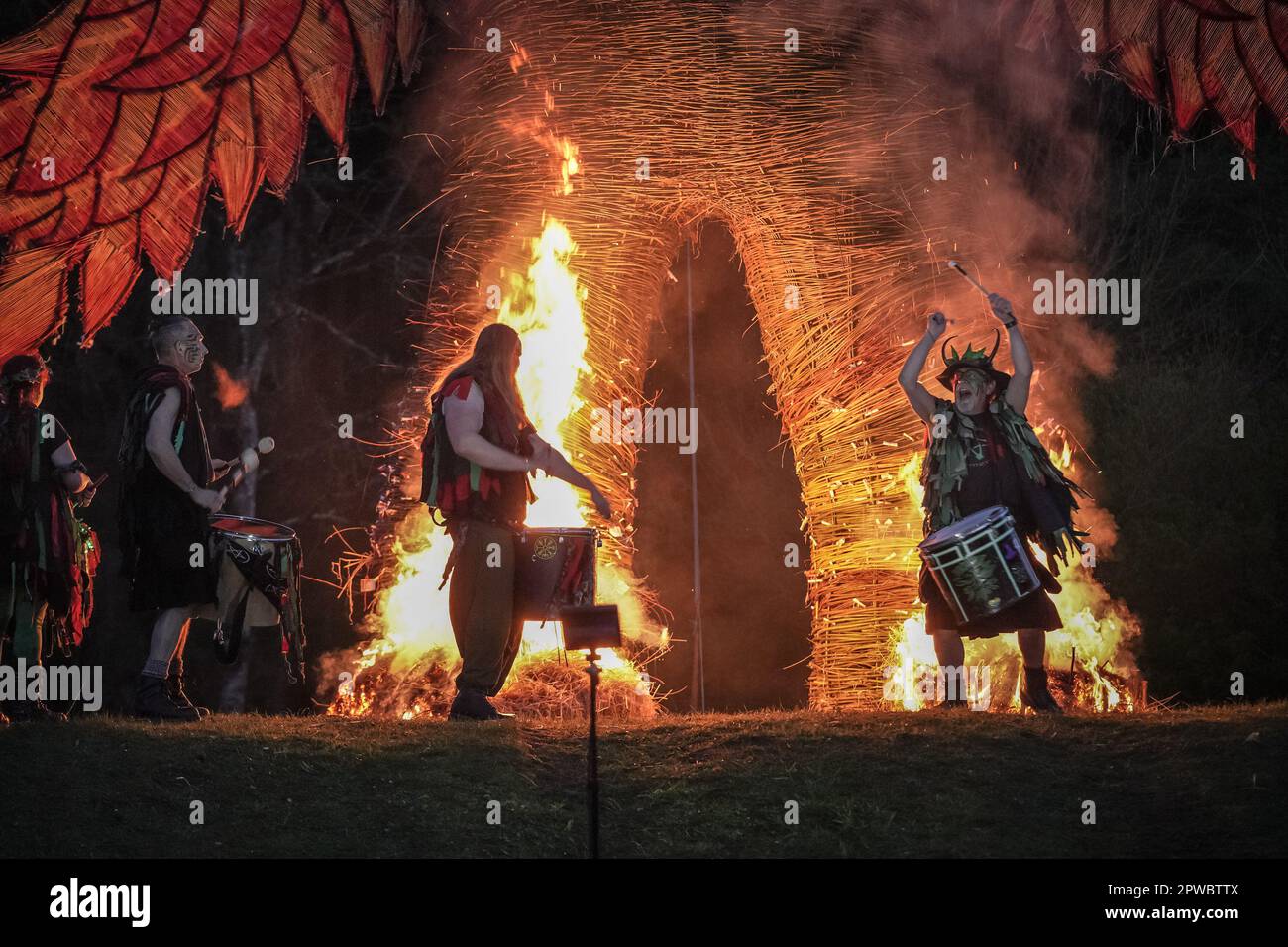 Hampshire, UK. 29th April 2023. Celtic Fire Festival: Burning the ...