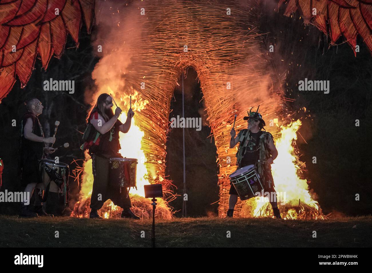Hampshire, UK. 29th April 2023. Celtic Fire Festival: Burning the ...