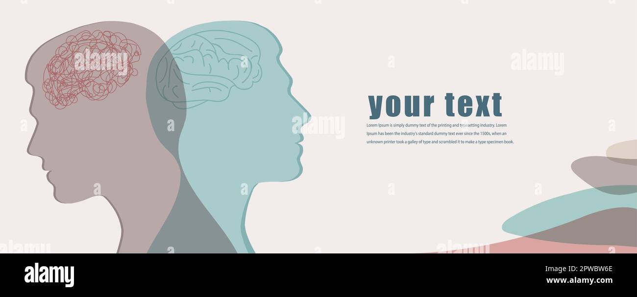 Metaphor bipolar disorder mind mental. Double face with puzzle brain ...