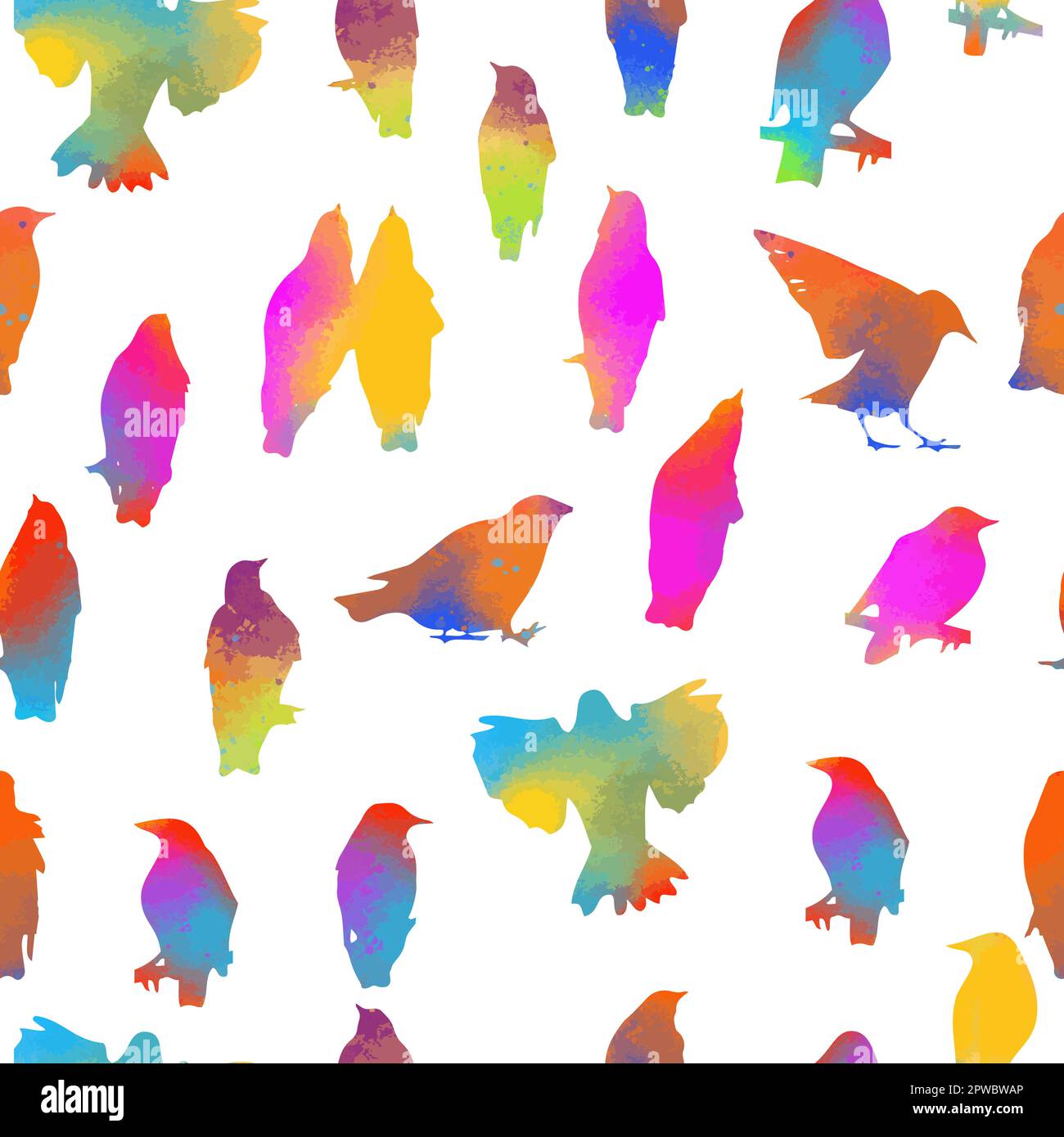 Birds seamless background fabric. Seamless pattern colorful silhouette ...