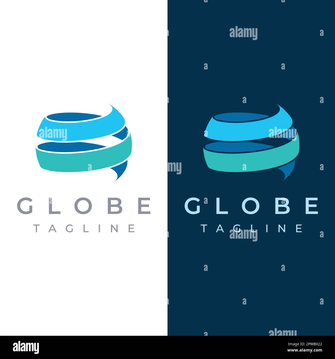 Blue Globe Logo With White Stripes