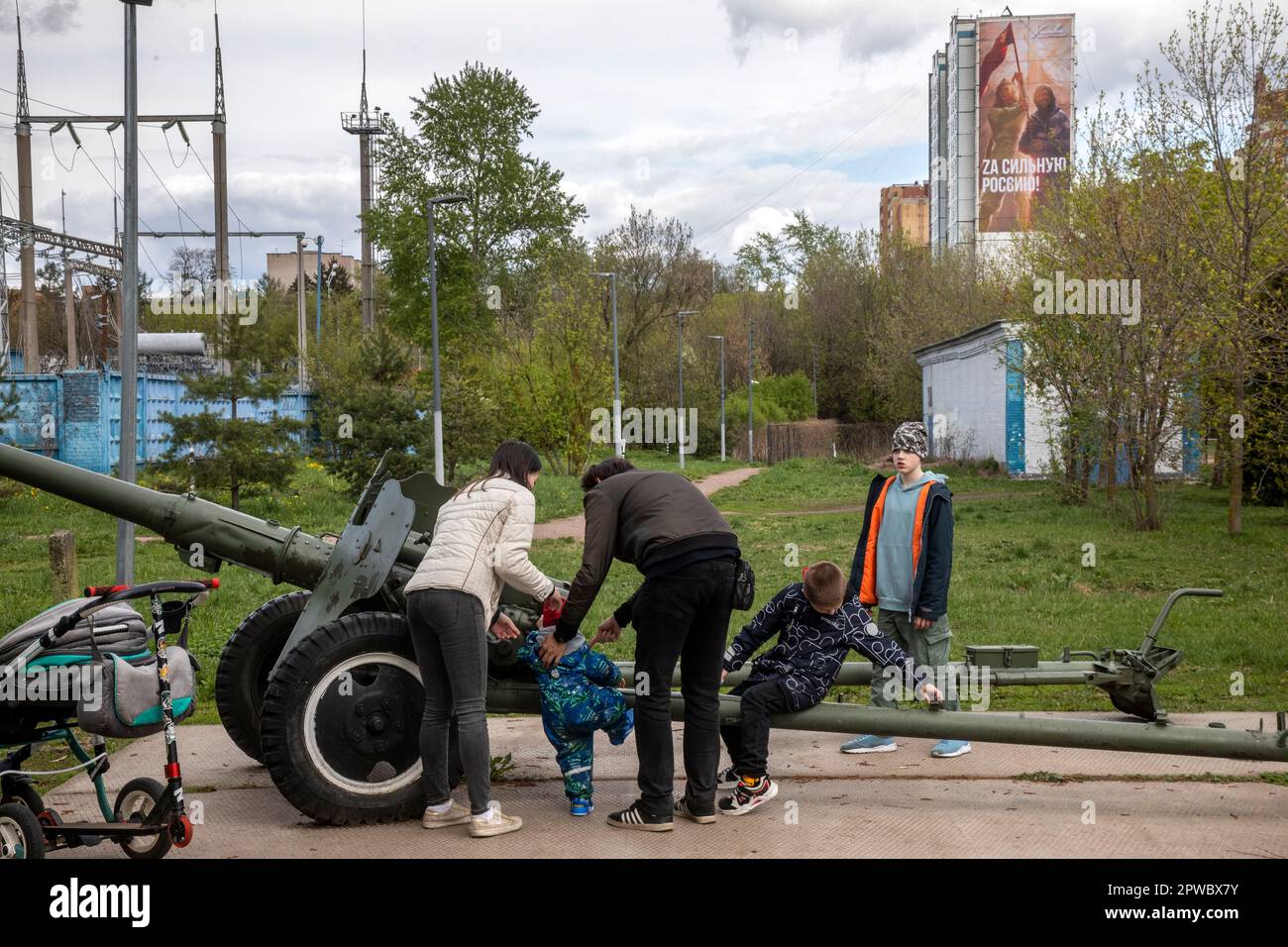 Moscow region, Russia. 29th of April, 2023. A family visits the Square ...