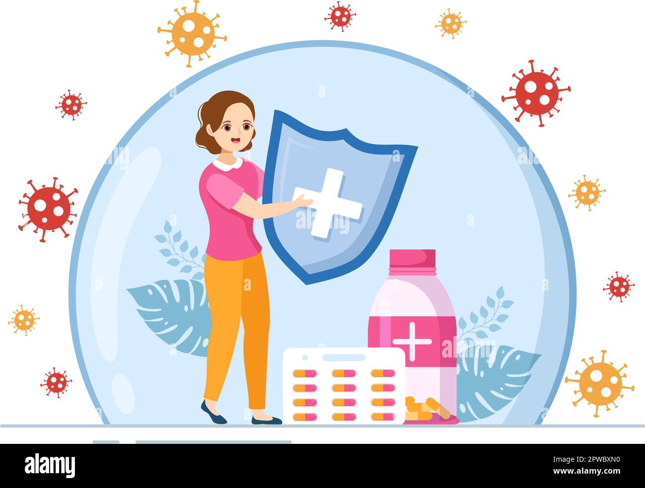 Immunology Illustration with People Immune Protection System Helping to ...