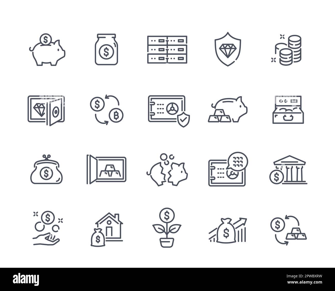 Money savings line icons set Stock Vector Image & Art - Alamy