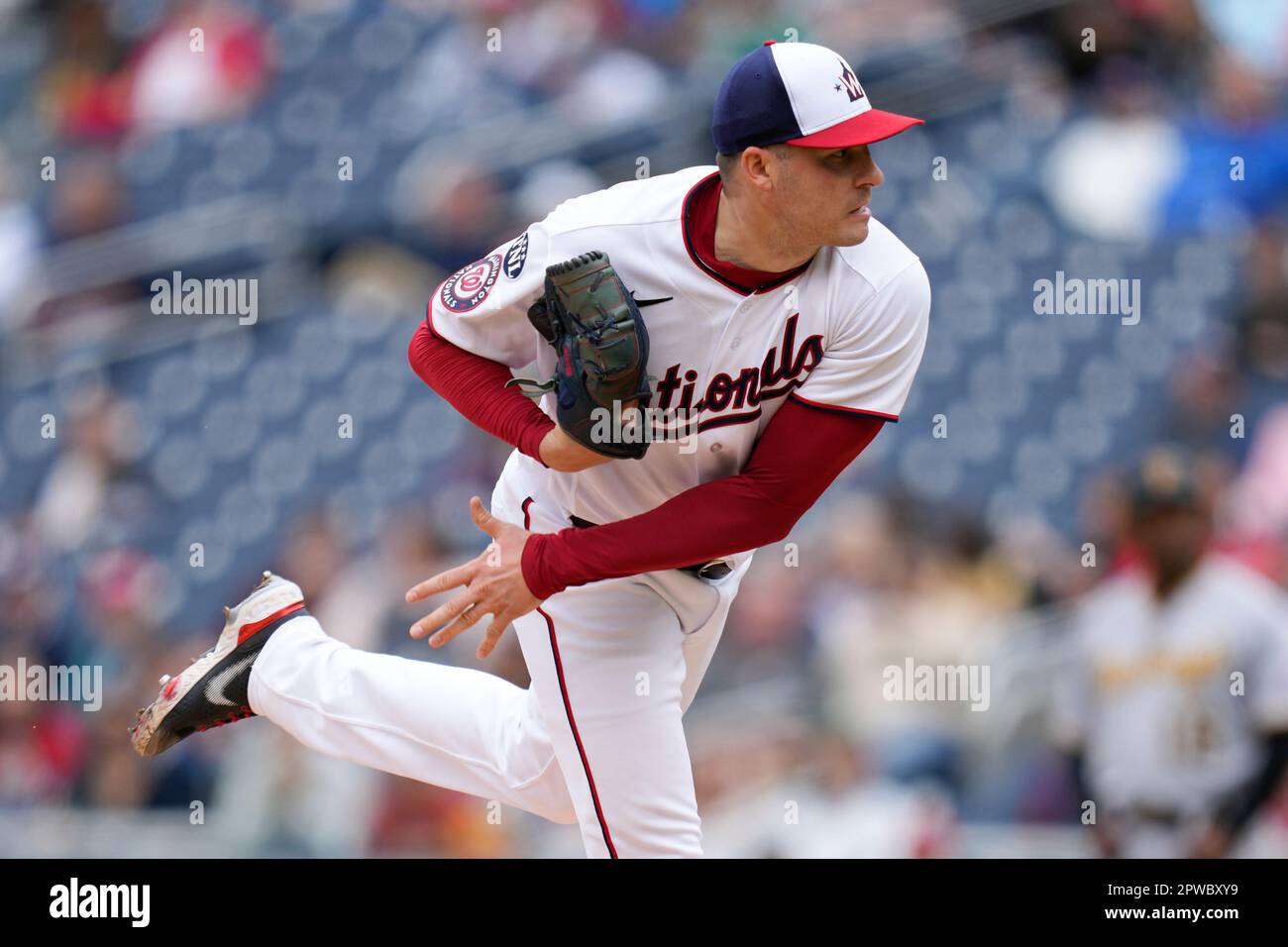 Washington Nationals starting pitcher Patrick Corbin follows through on ...